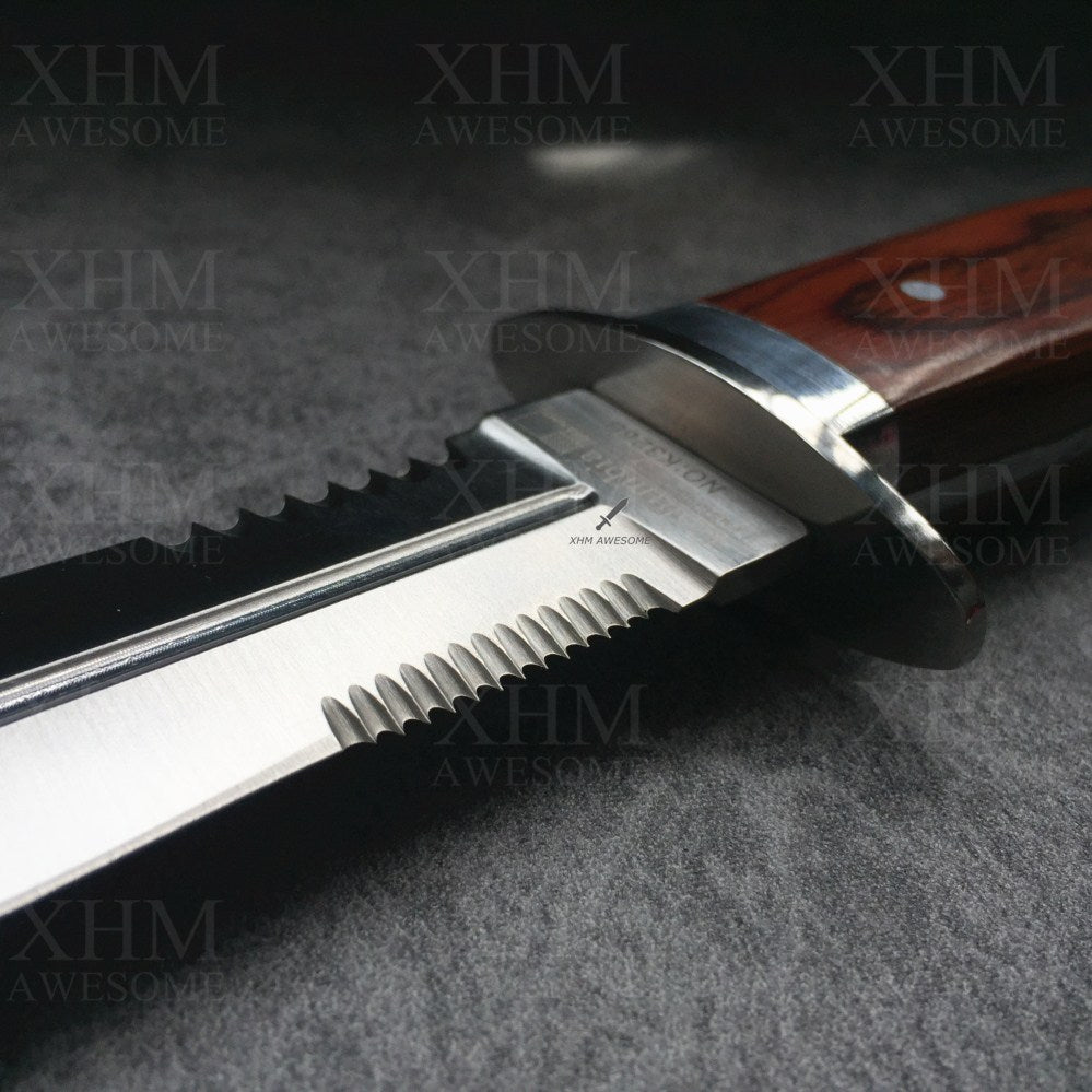 XHM Tactical Dagger Knife Wood Handle Double Edged Military Rescue ...