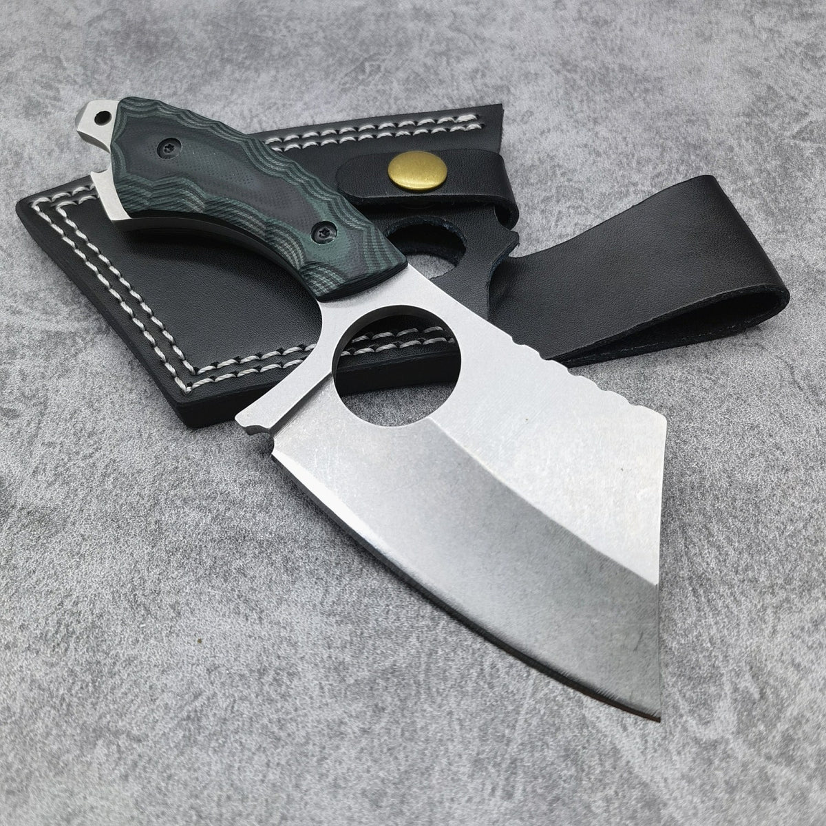 XHM Awesome Fixed Blade Knife Heavy Duty, Full Tang Stone Wash Blade,